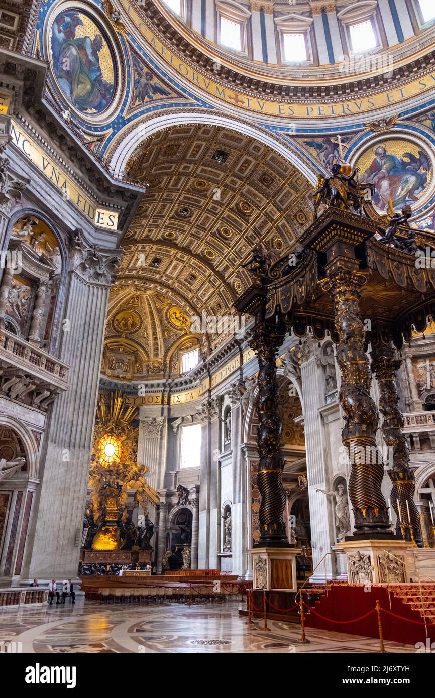 Rome, Italy - May 27, 2018: Presbytery and apse with St. Peter's ...