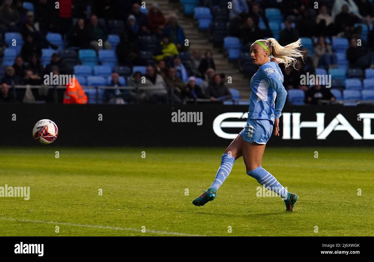 Manchester City's Chloe Kelly scores their side's fifth goal of the ...