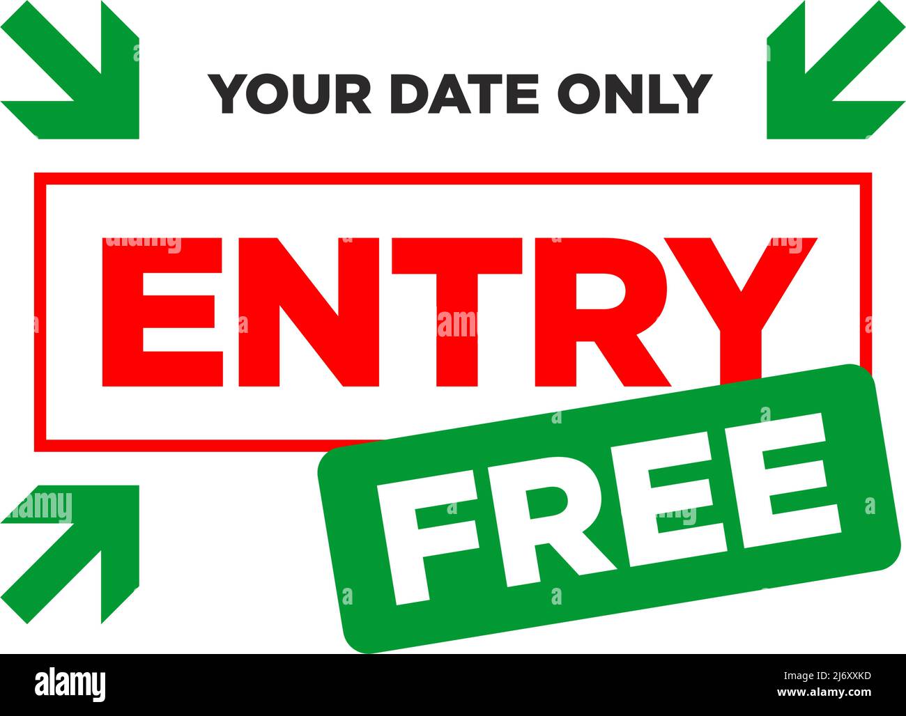 Free entry sticker. Badge icon. Flat vector illustration on transparent ...