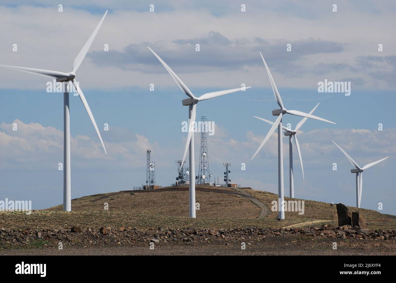Wind farm array in Eastern Washington State Stock Photo - Alamy