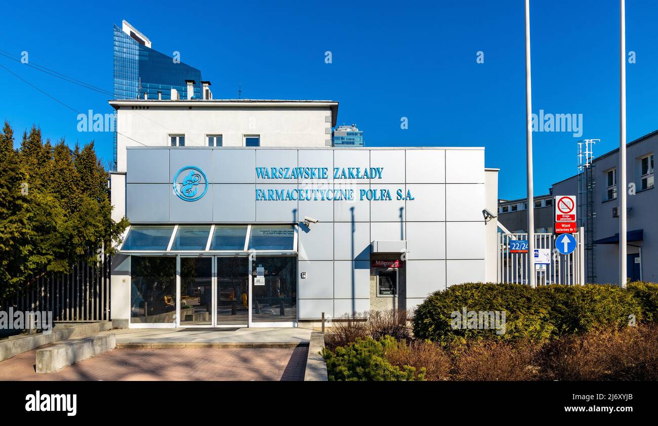 Warsaw, Poland - March 18, 2022: Entrance gate to Polfa Warszawa ...