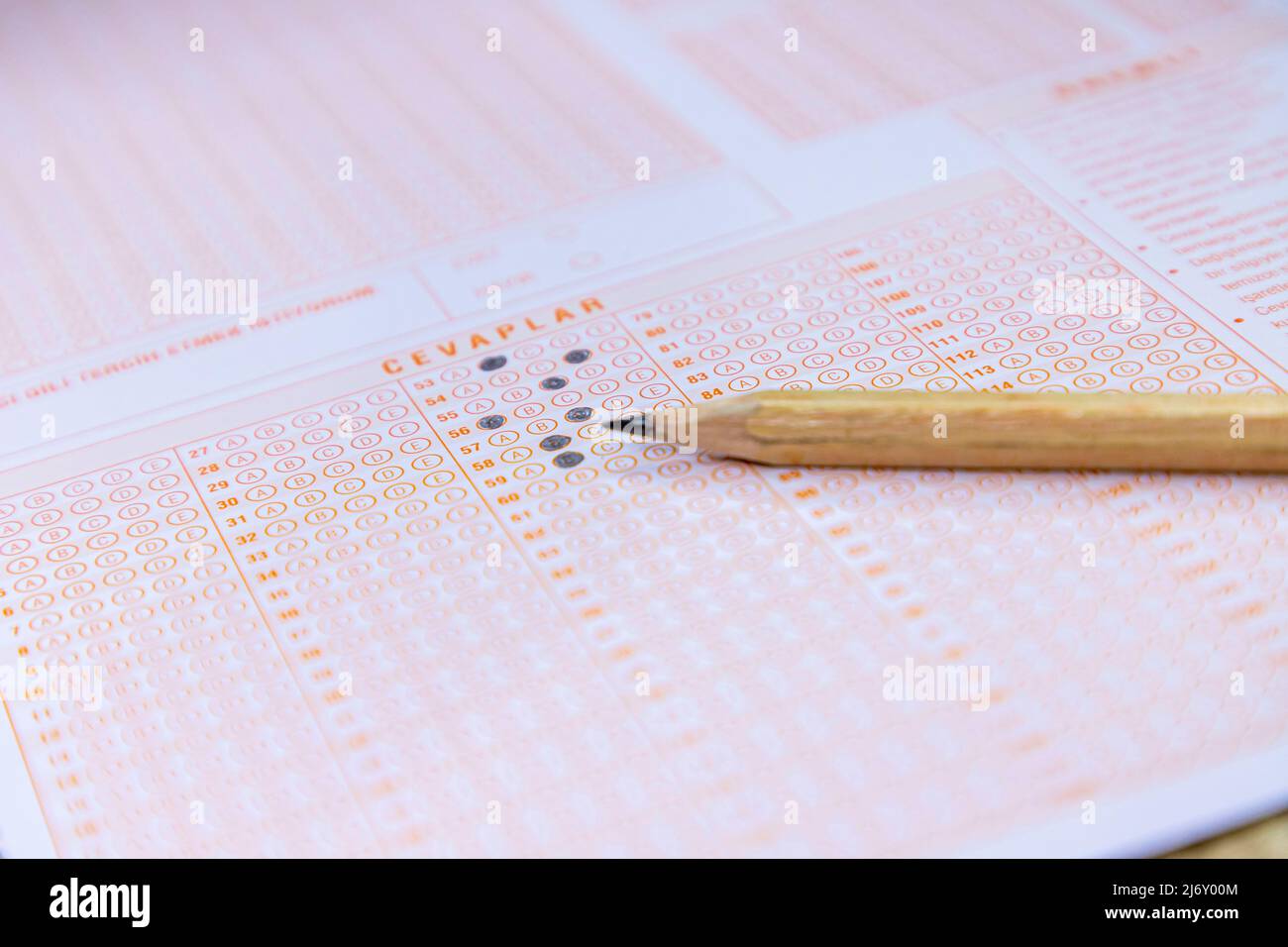 Test score sheet with answers Stock Photo - Alamy