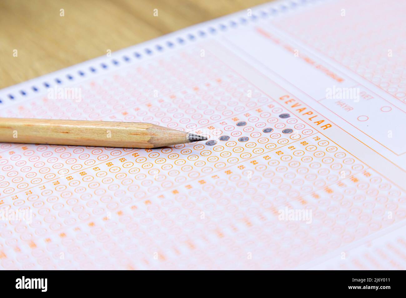 Test score sheet with answers Stock Photo - Alamy