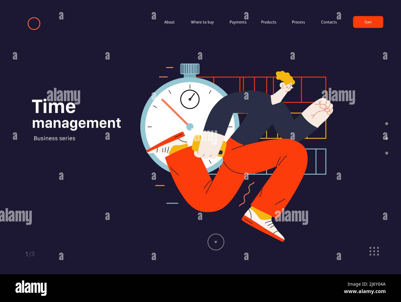 Technology Memphis -Time management - modern flat vector concept ...