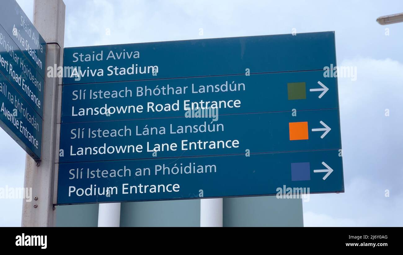 Direction signs to Aviva stadium in Dublin Stock Photo - Alamy
