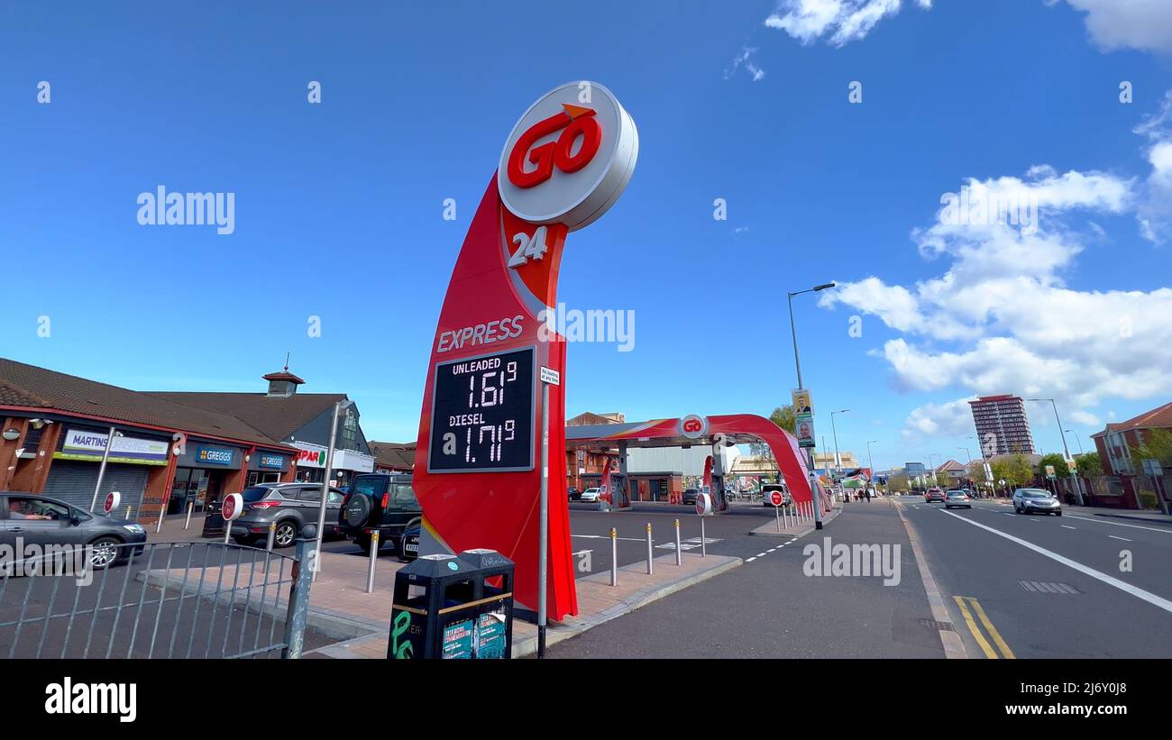 Go Gas station in the city of Belfast - BELFAST, UK - APRIL 25, 2022 ...