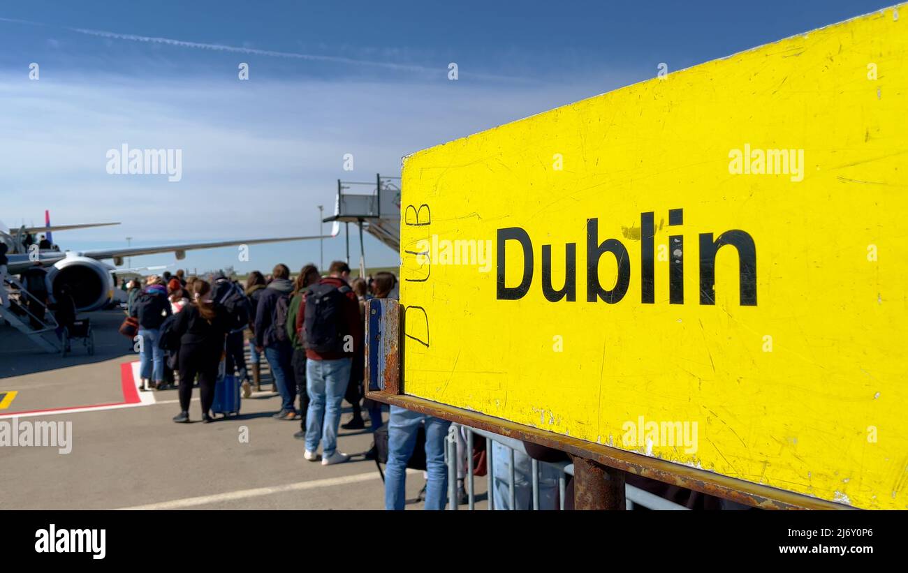 Ryanair to Dublin at Frankfurt Hahn Airport - HAHN, GERMANY - APRIL 20 ...