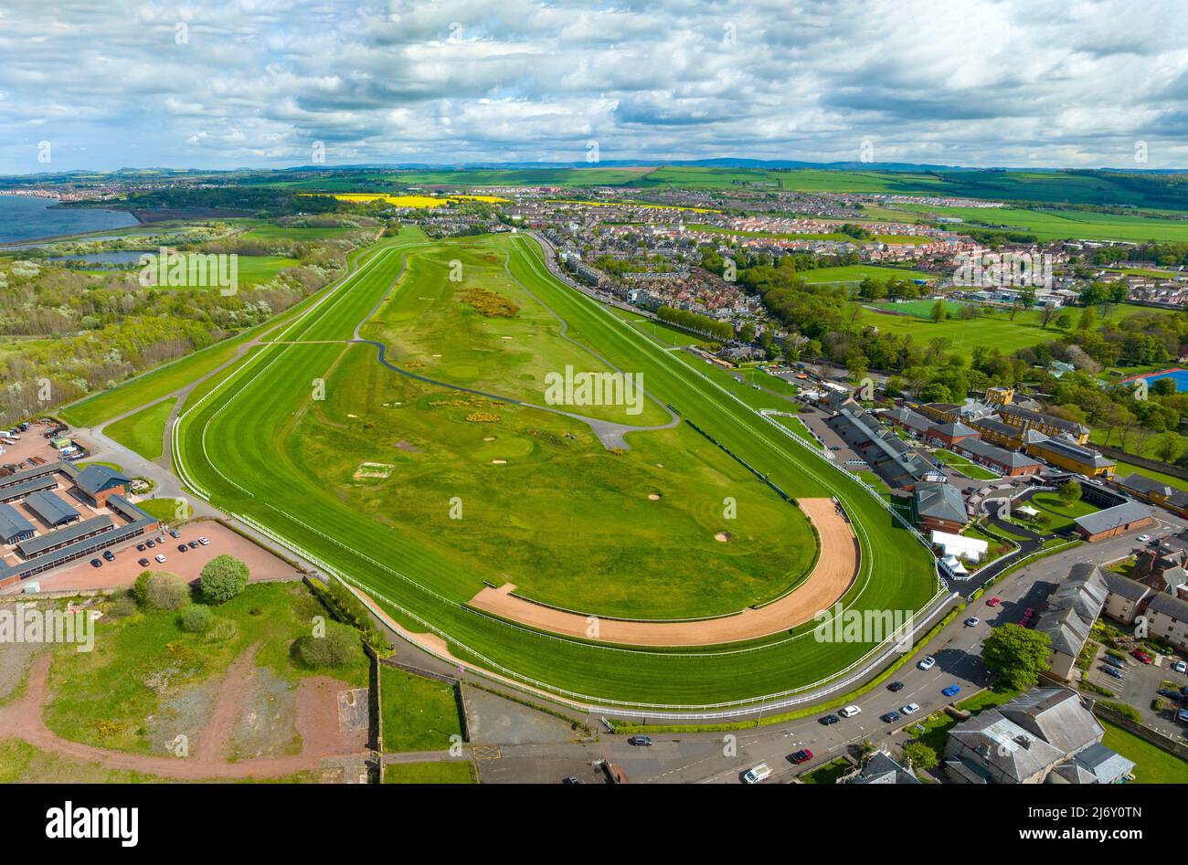 Aerial view of Musselburgh Racecourse and Musselburgh Old Course Golf ...