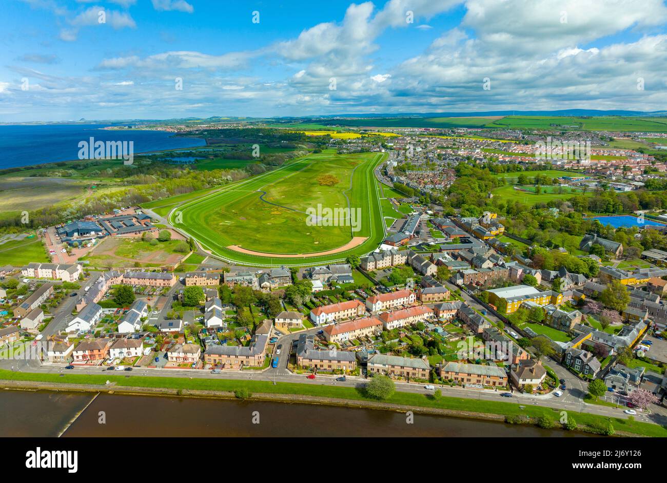 Aerial view of Musselburgh Racecourse and Musselburgh Old Course Golf ...