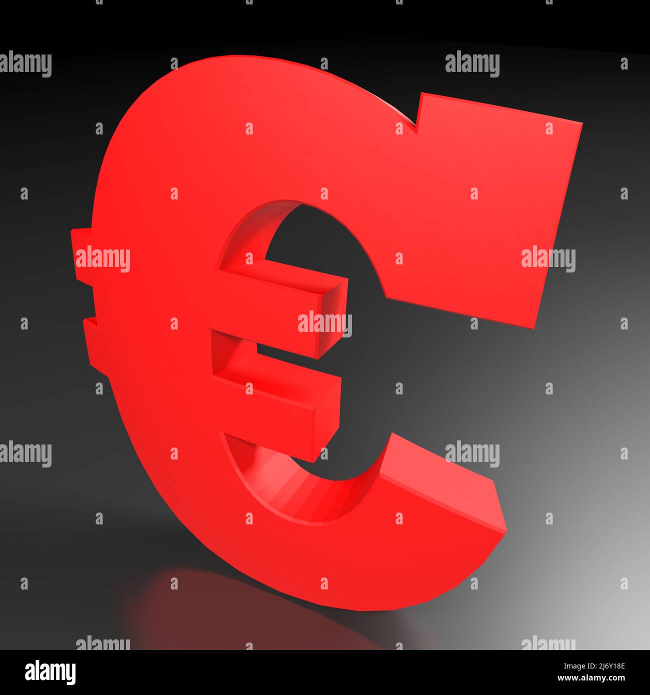 Red Euro symbol isolated on blcak background - 3D rendering ...