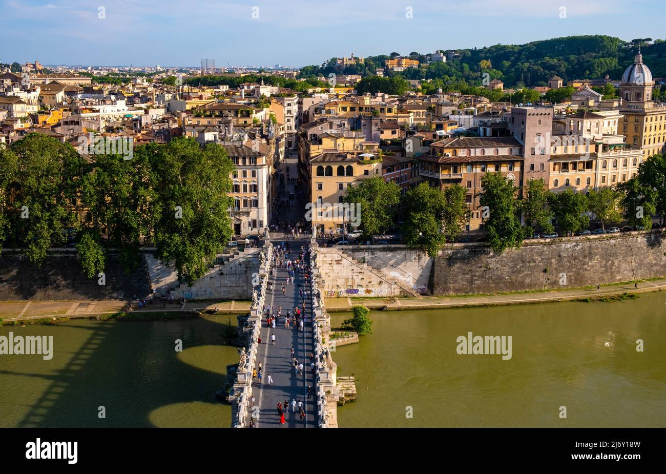Rome, Italy - May 27, 2018: Panorama of Rome historic center over Ponte ...