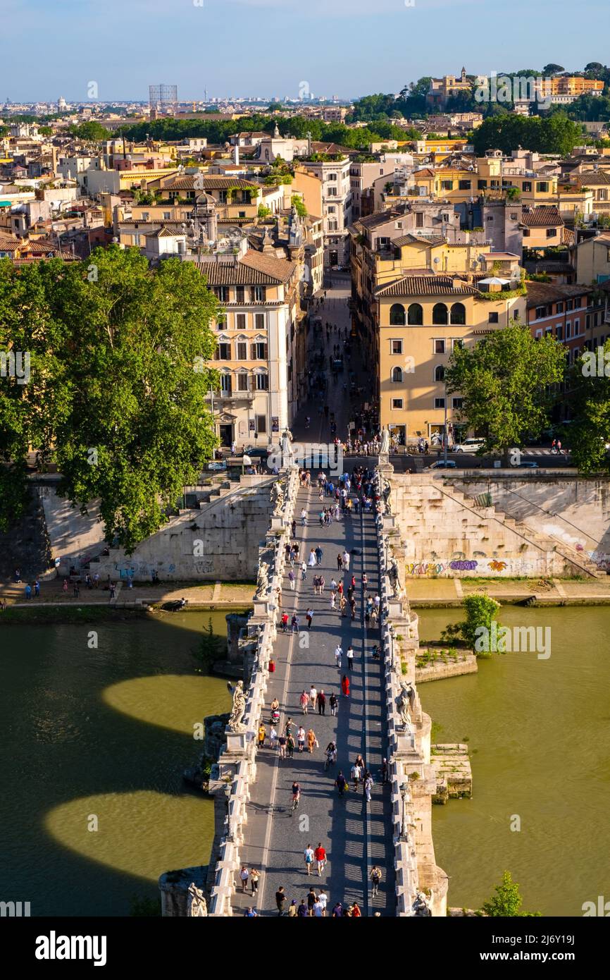 Rome, Italy - May 27, 2018: Panorama of Rome historic center over Ponte ...