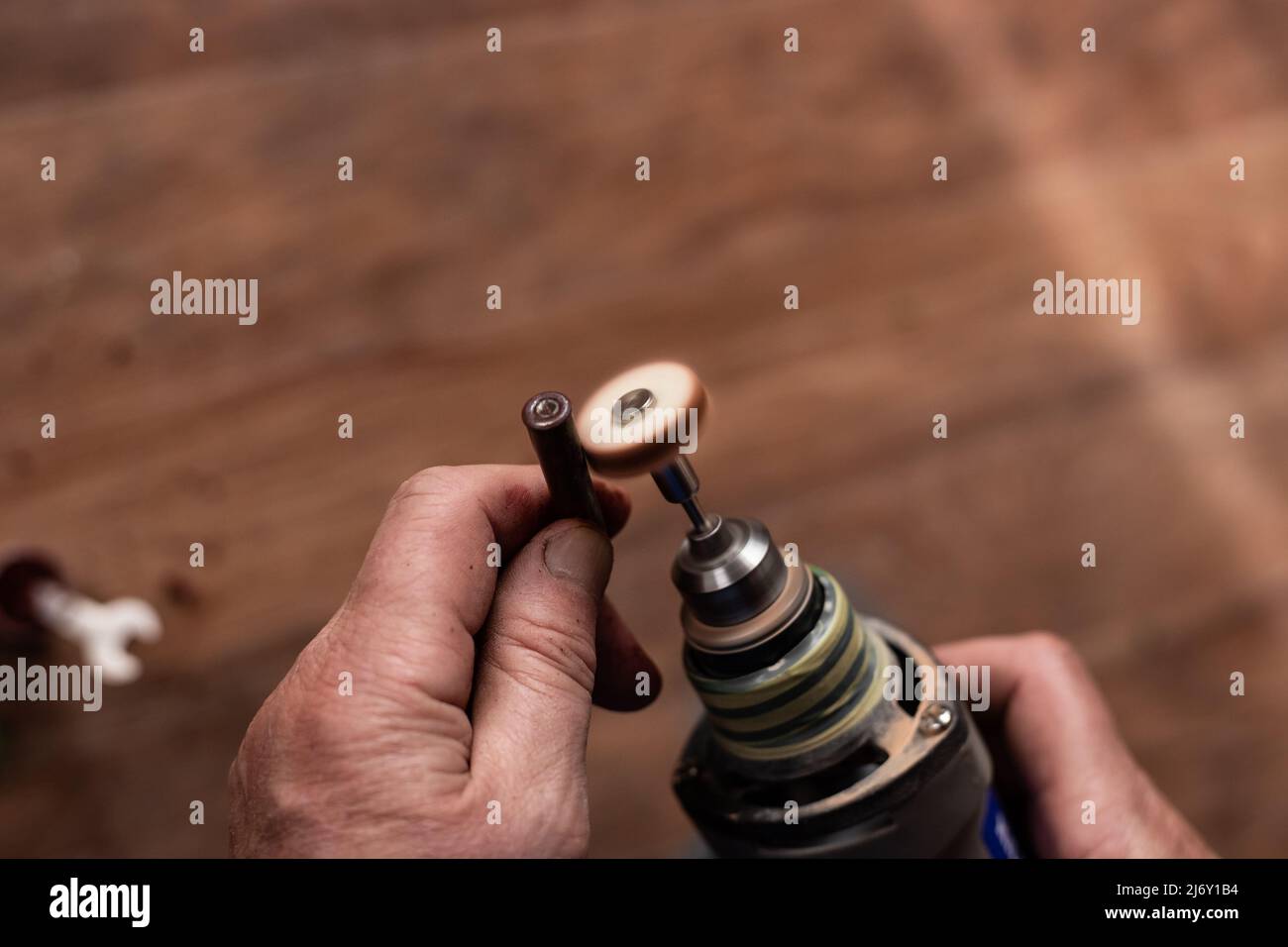 Restoration of an old Nagan revolver bullet case with a grinding ...