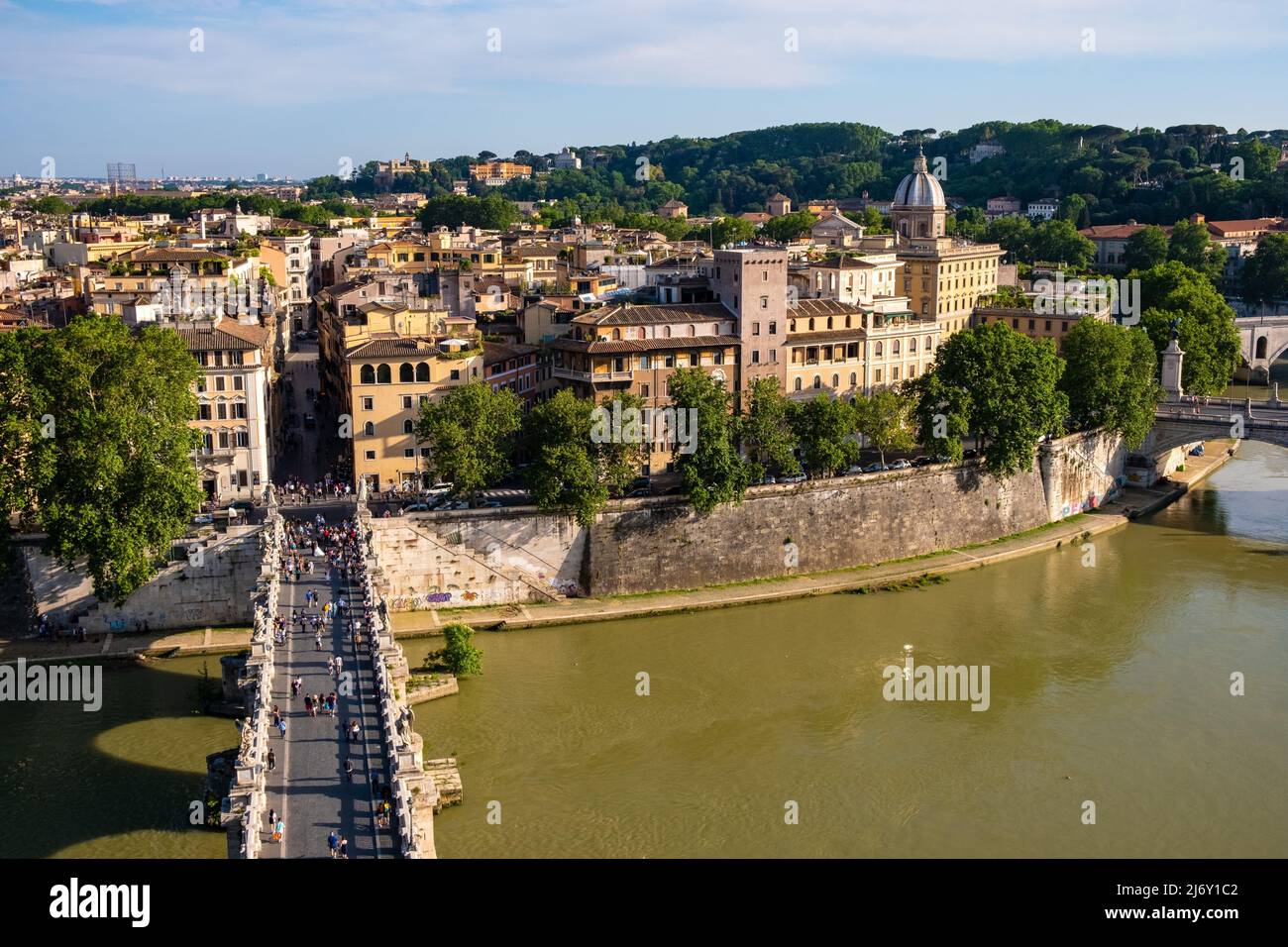 Rome, Italy - May 27, 2018: Panorama of Rome historic center over Ponte ...