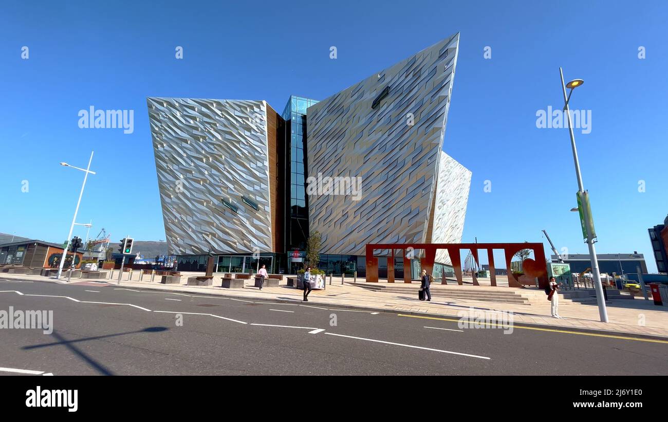 Modern Titanic building in the city of Belfast - BELFAST, UK - APRIL 24 ...
