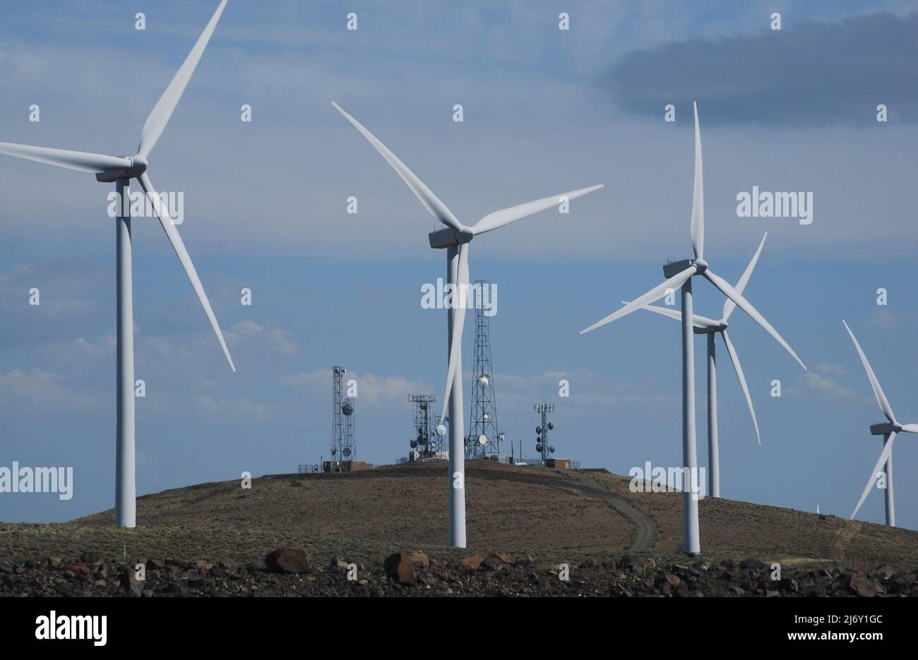 Wind farm array in Eastern Washington State Stock Photo - Alamy