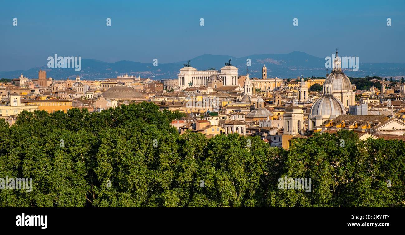 Rome, Italy - May 27, 2018: Panorama of historic center of Rome with ...