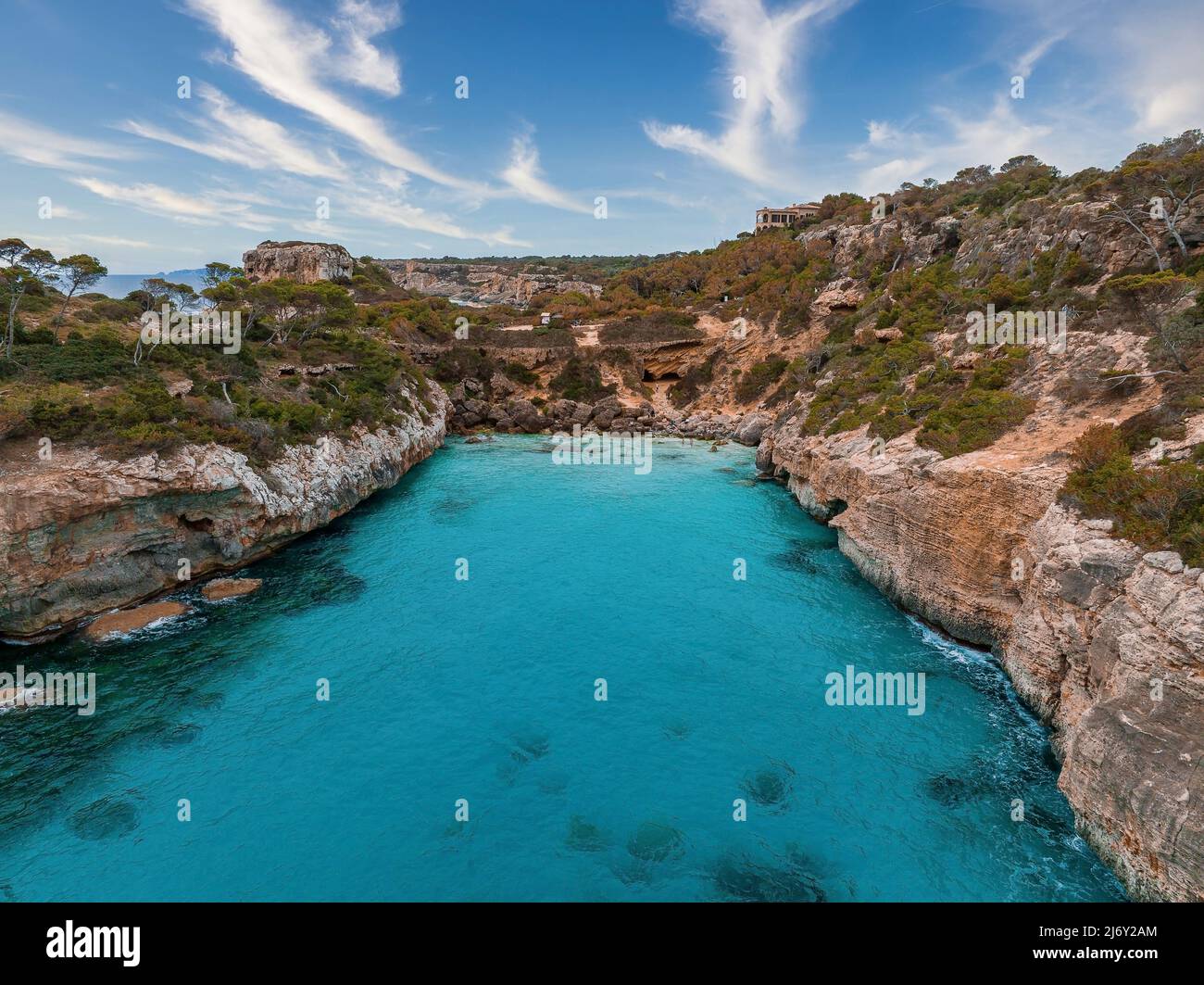 Top view of the sea bay. Sea bay panorama. Blue lagoon landscape Stock ...