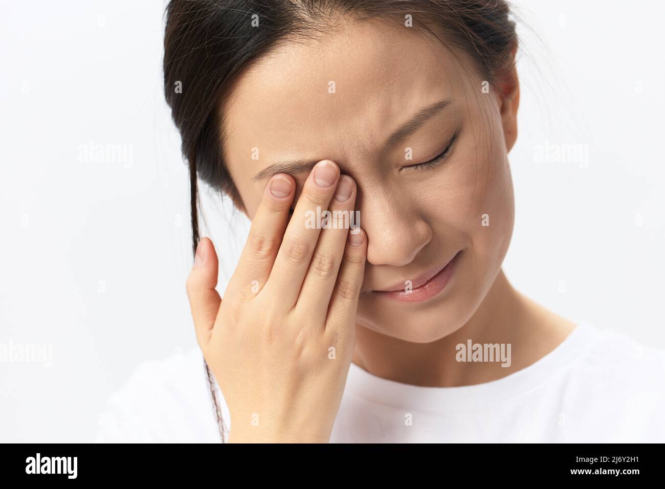 Suffering From Strong Pain. Eyesight problem. Tormented suffering ...