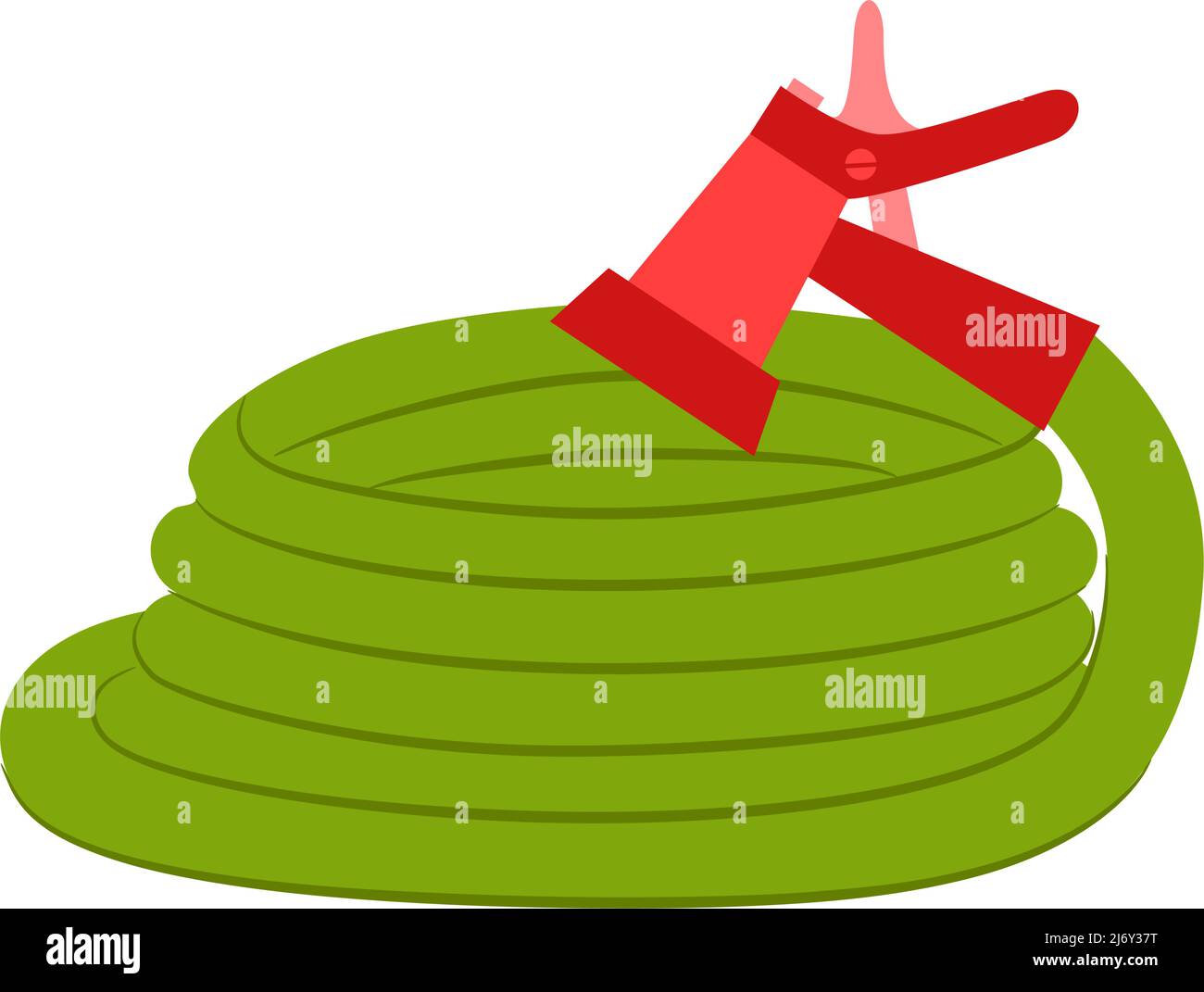 The twisted green spray hose from the sprayers is lying on the ground ...