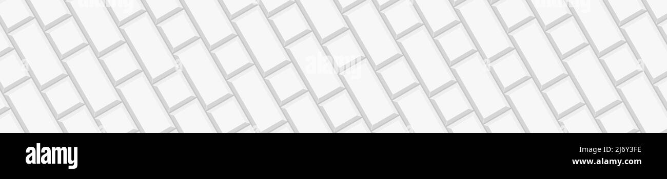 White squares and rectangles tile diagonal arrangement. Ceramic or ...