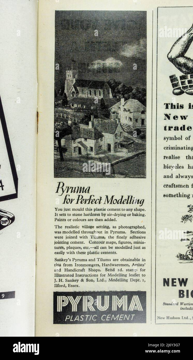 Advert for 'Pyruma Plastic Cement' in memorabilia (replica) relating to ...