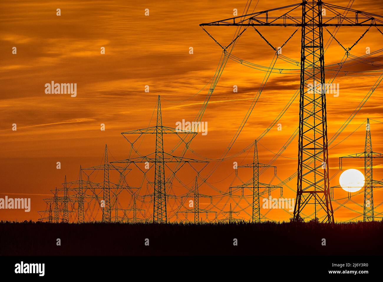 electricity transportation with hgh voltage wire on pylon Stock Photo ...