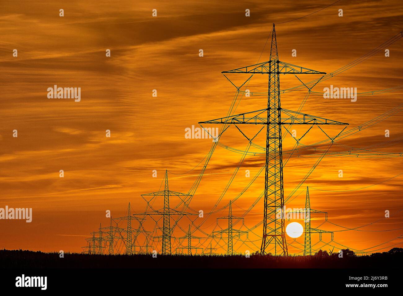 electricity transportation with hgh voltage wire on pylon Stock Photo ...