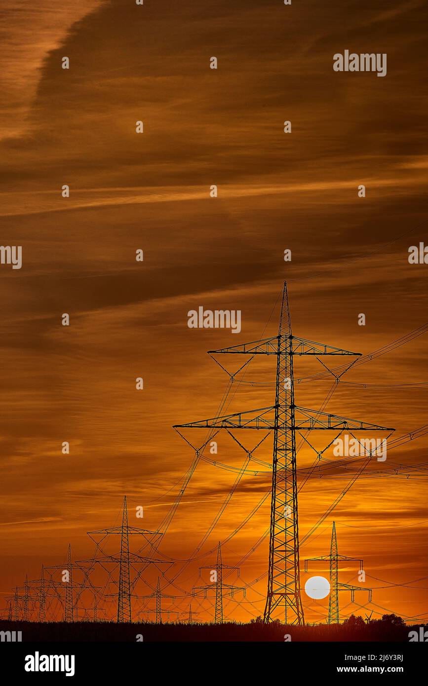 electricity transportation with hgh voltage wire on pylon Stock Photo ...