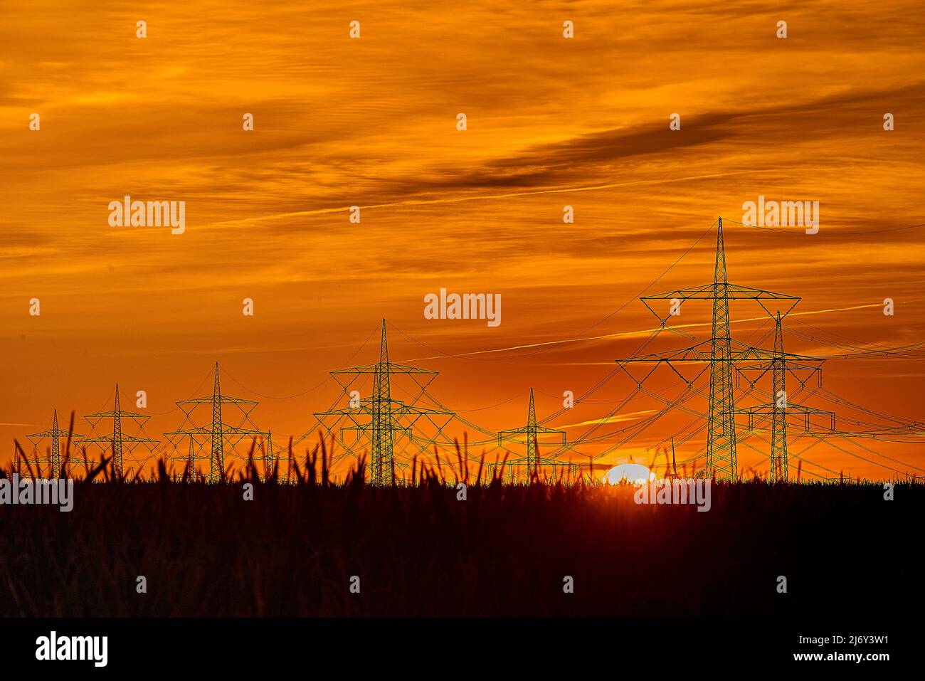 electricity transportation with hgh voltage wire on pylon Stock Photo ...