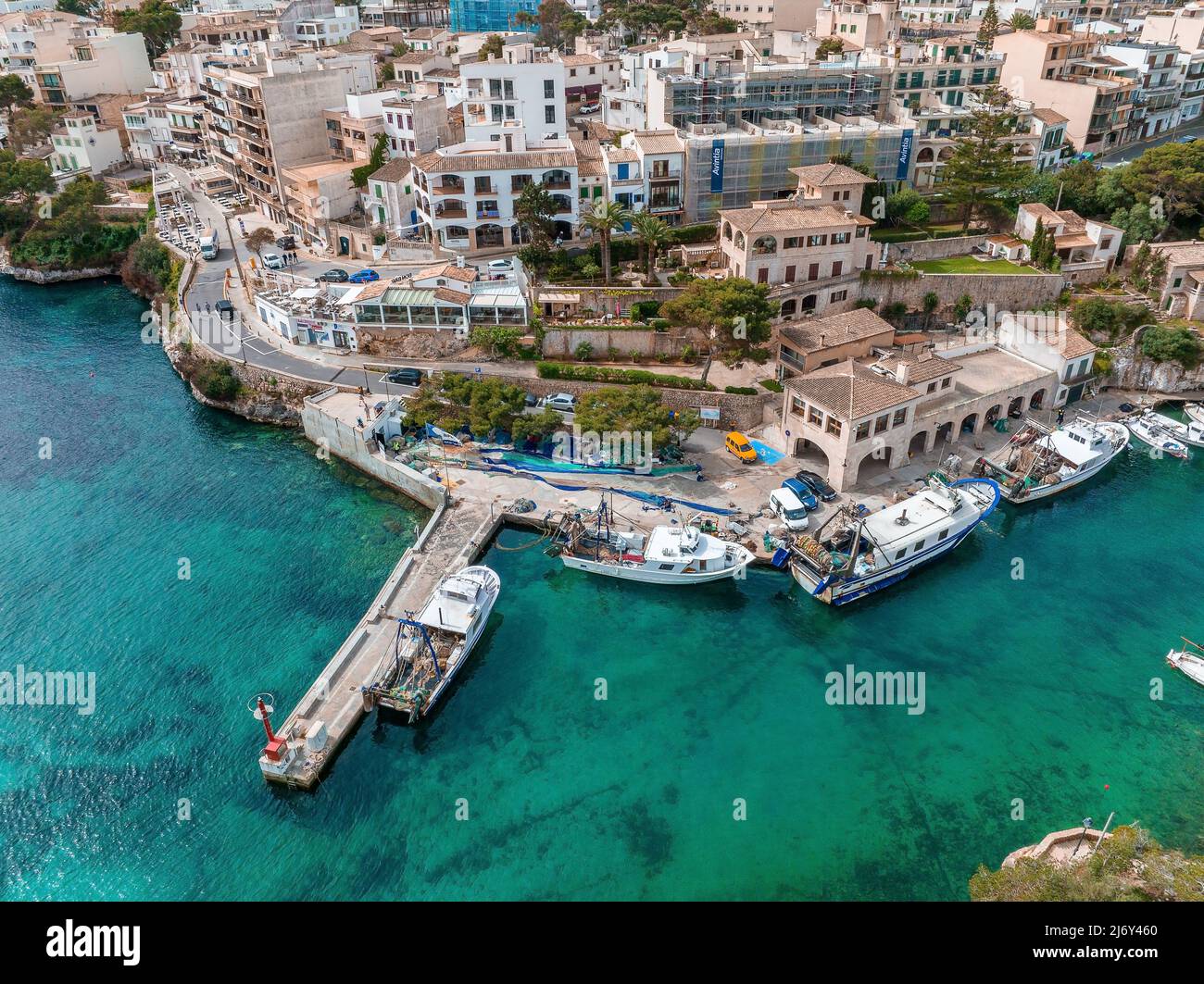 Aerial view of the fishing village in Mallorca, Spain Stock Photo - Alamy