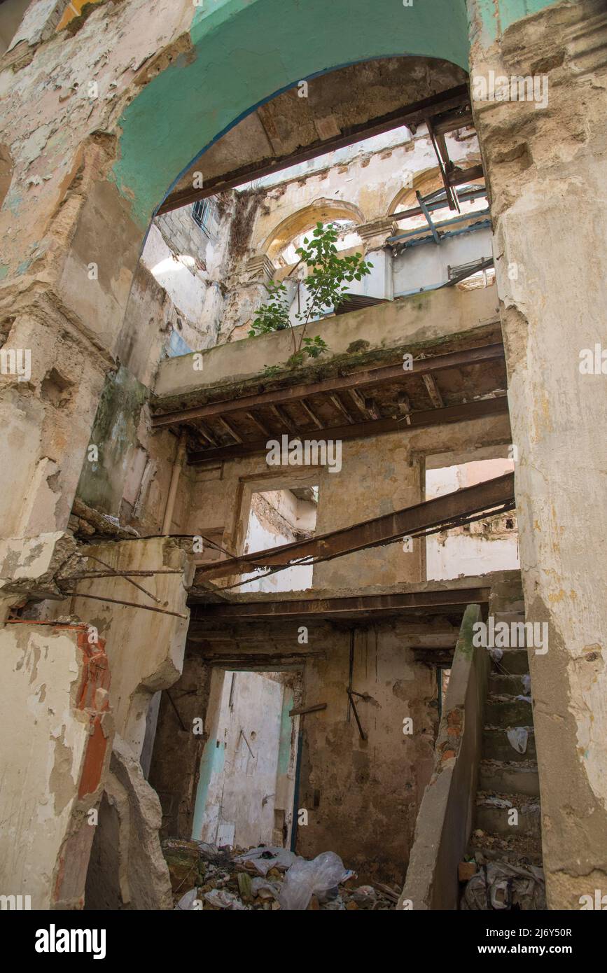 Havana, Cuba - Abandoned building in Havana. Three apartment buildings ...
