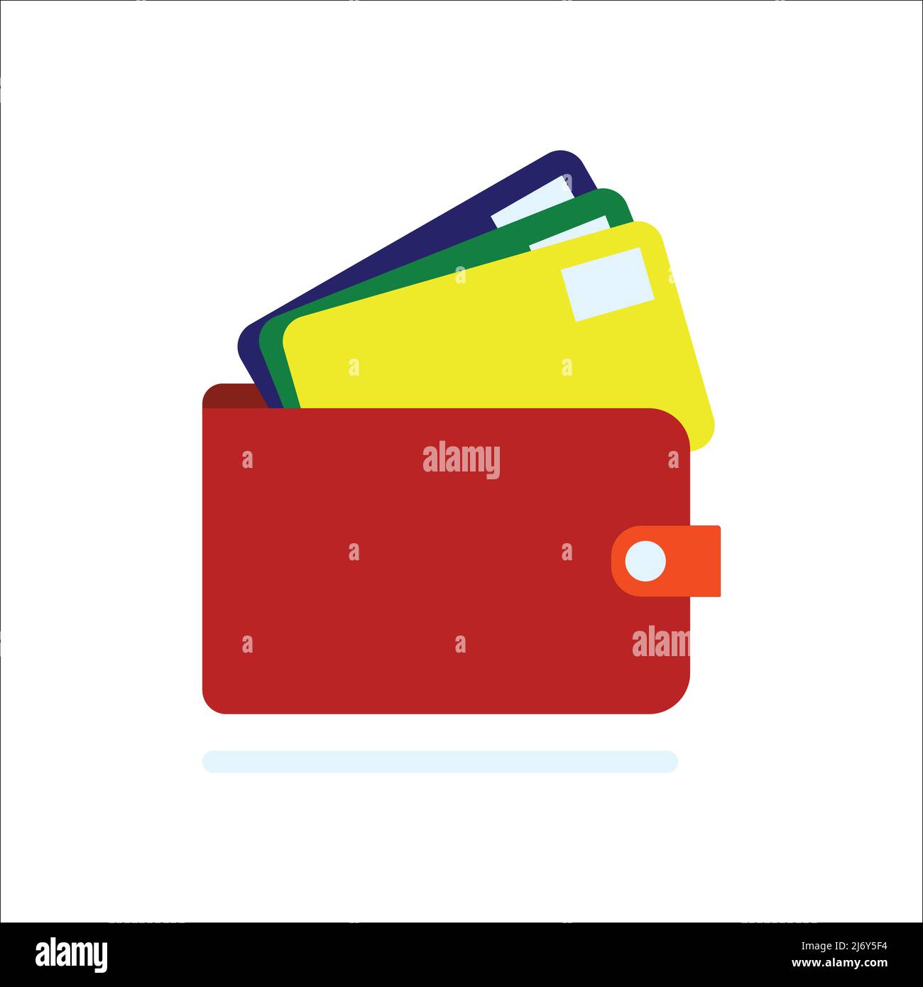 Flat red wallet with cards Vector illustration. Modern design Stock ...