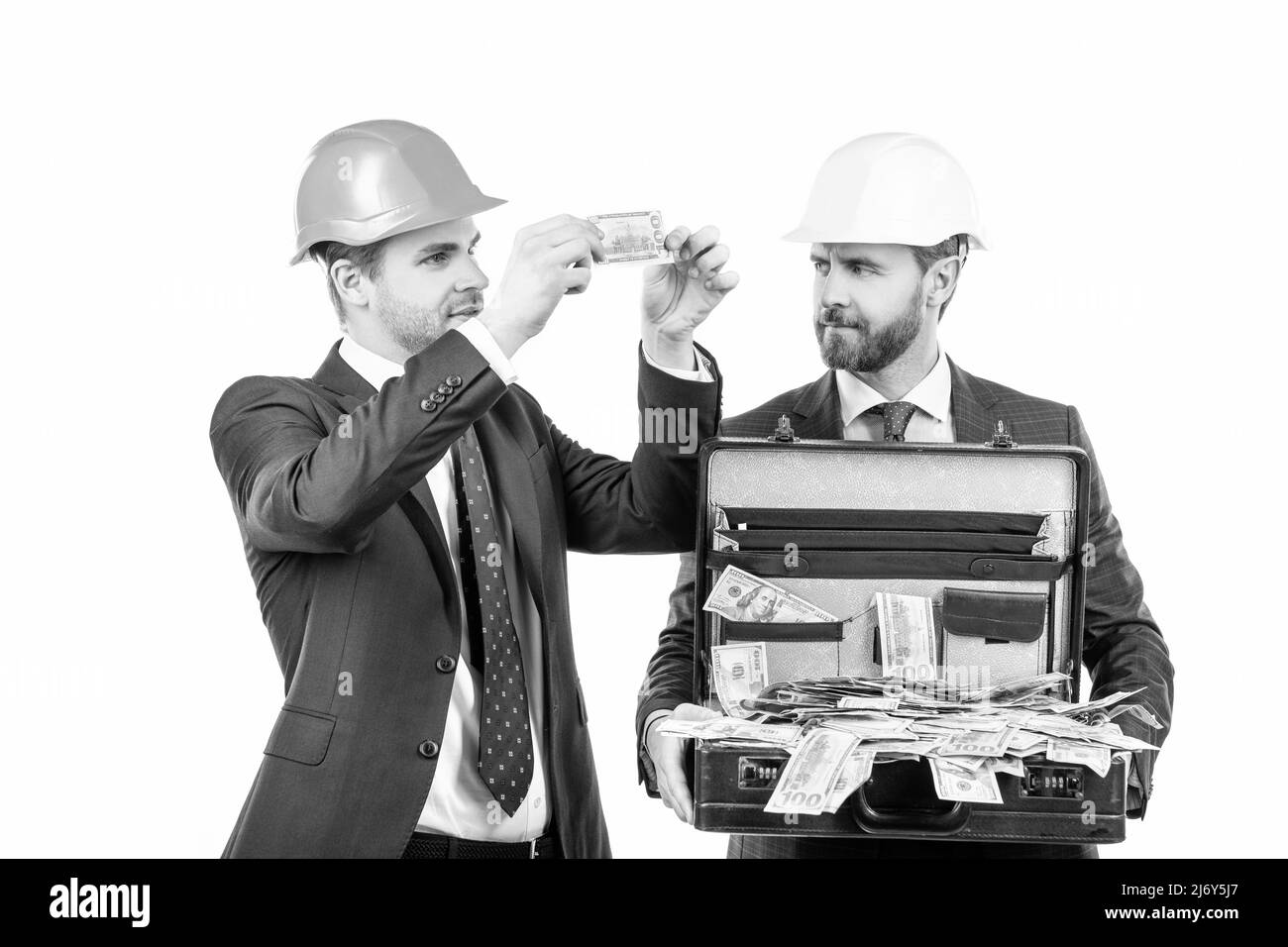 financial support. investment in architectural project. two men ...