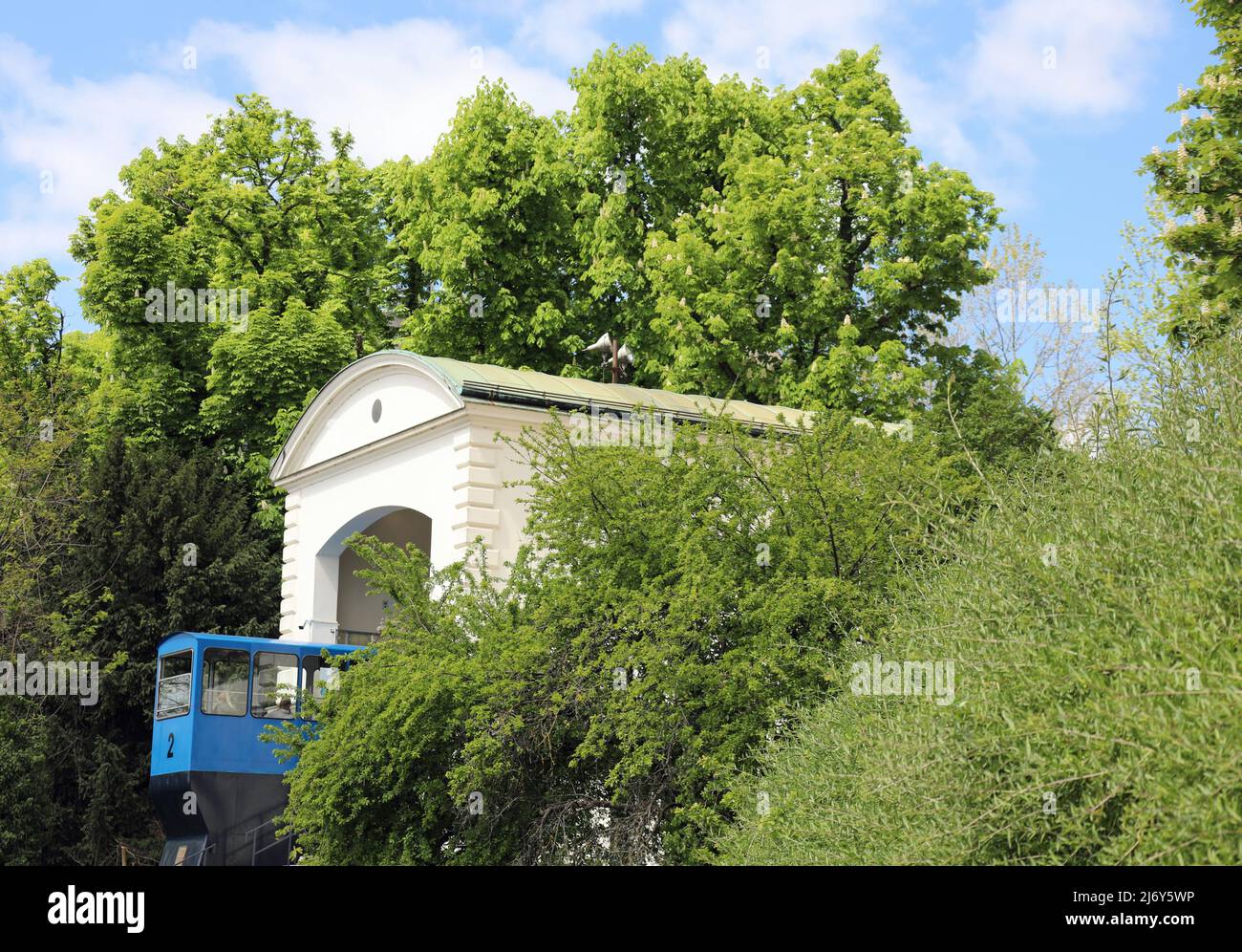 Zagreb funicular ride leaving the top station Stock Photo - Alamy