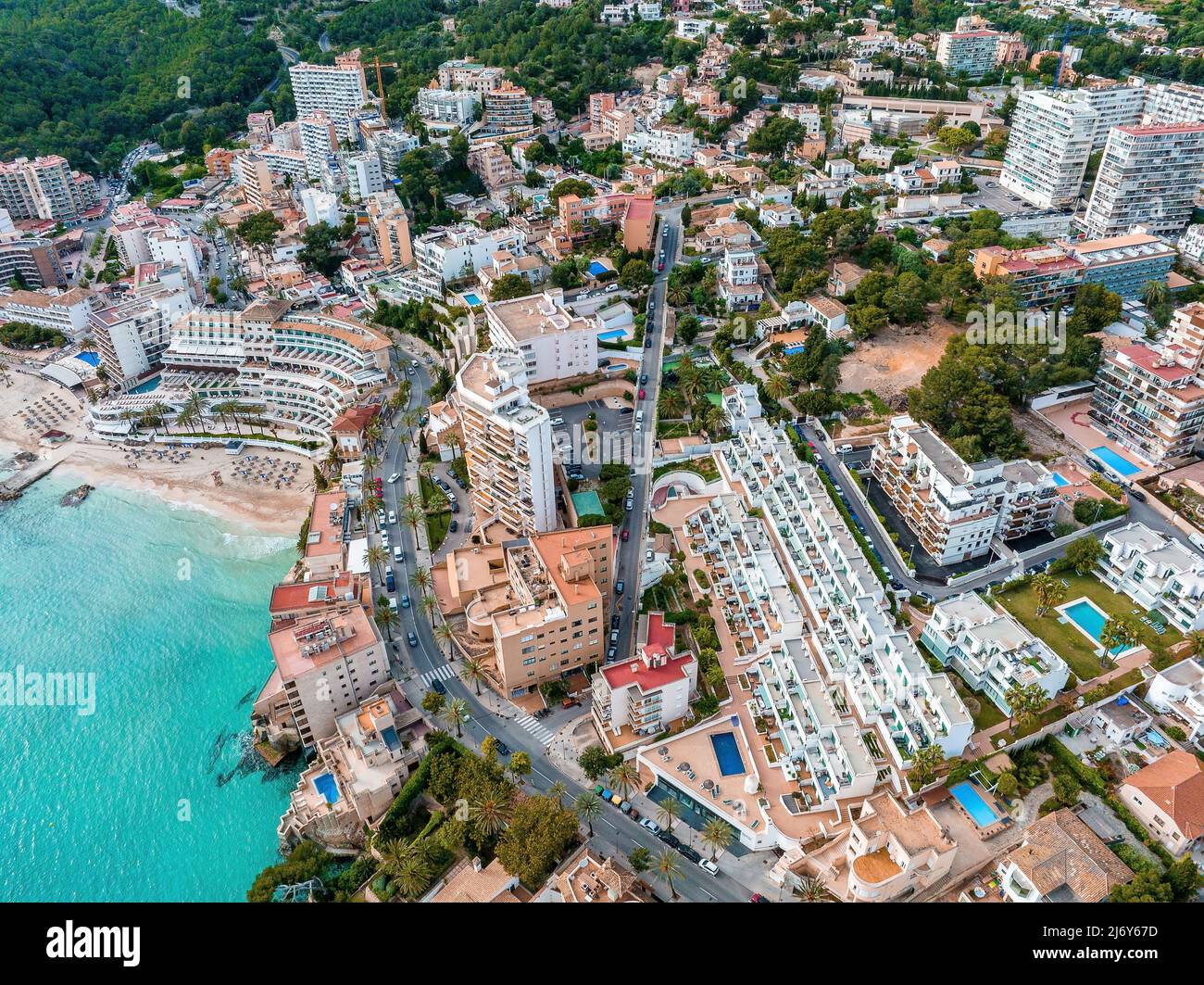Aerial view on the island Mallorca, port and sea, town Palma-de ...