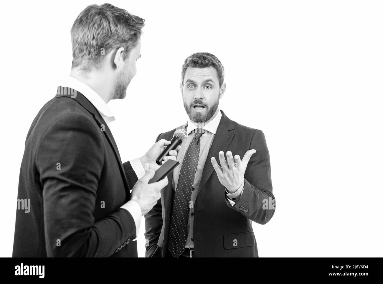 Political news. Journalist interviewing politician. Journalistic ...