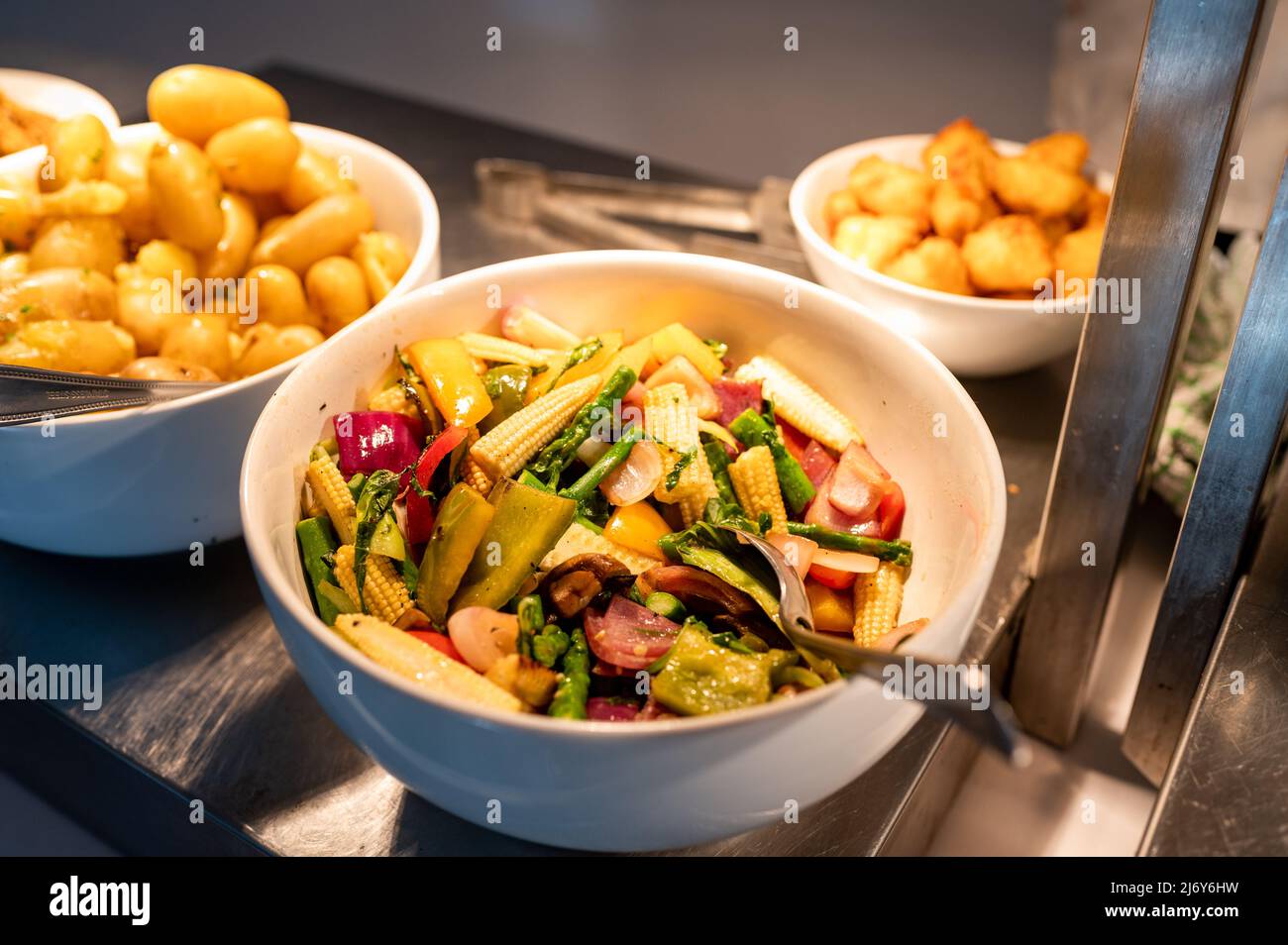 Sunday roast food in dishes for serving Stock Photo - Alamy