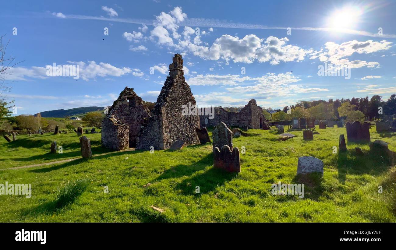 Ancient Cemetery and ruins of a church in Northern Ireland Stock Photo ...
