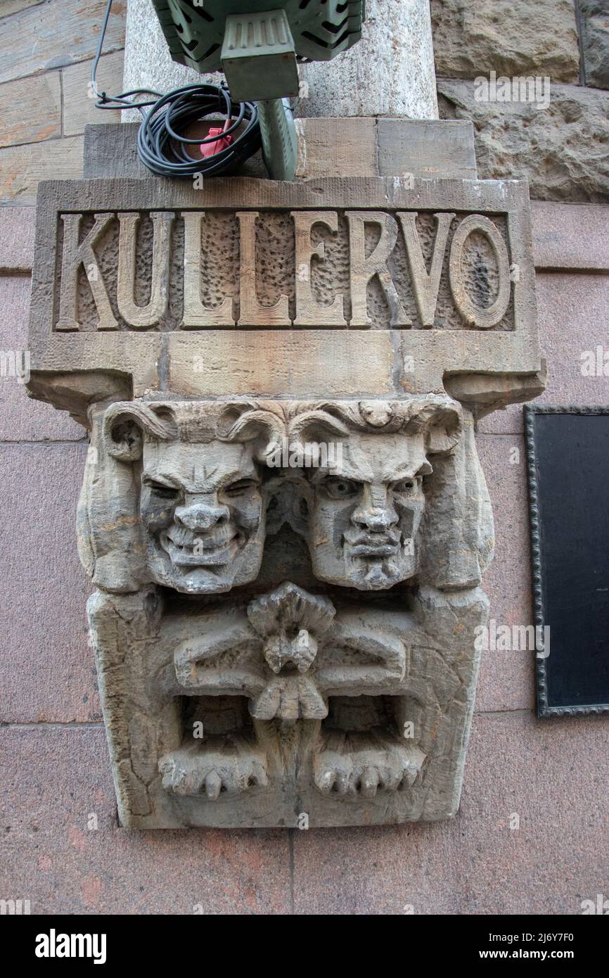 The 1901 Pohjola building in Helsinki, Finland is decorated with many ...