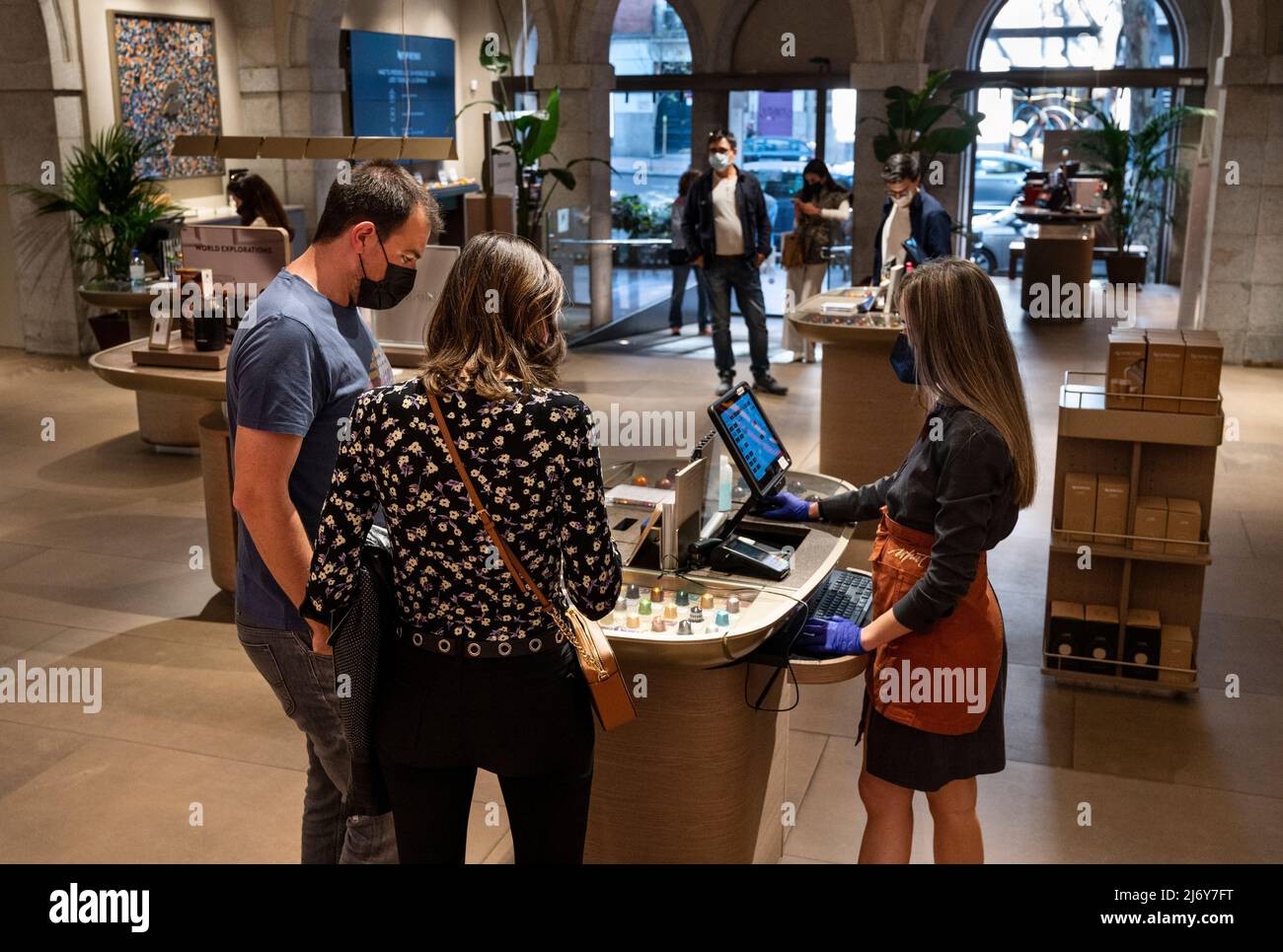 Customers are seen at the Swiss high-end and world leader in coffee ...