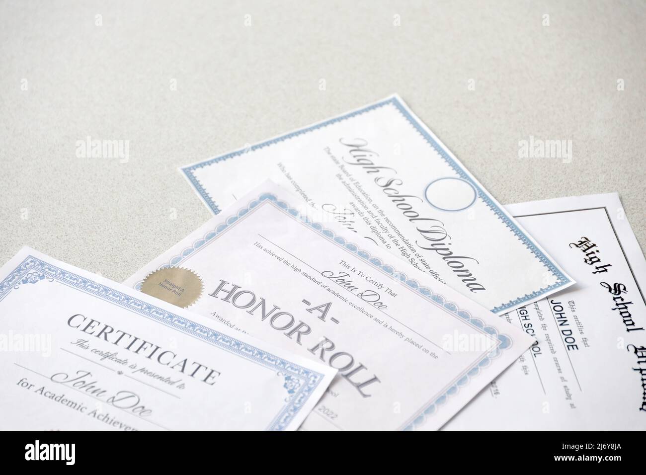 A honor roll recognition, certificate of achievement and high school ...