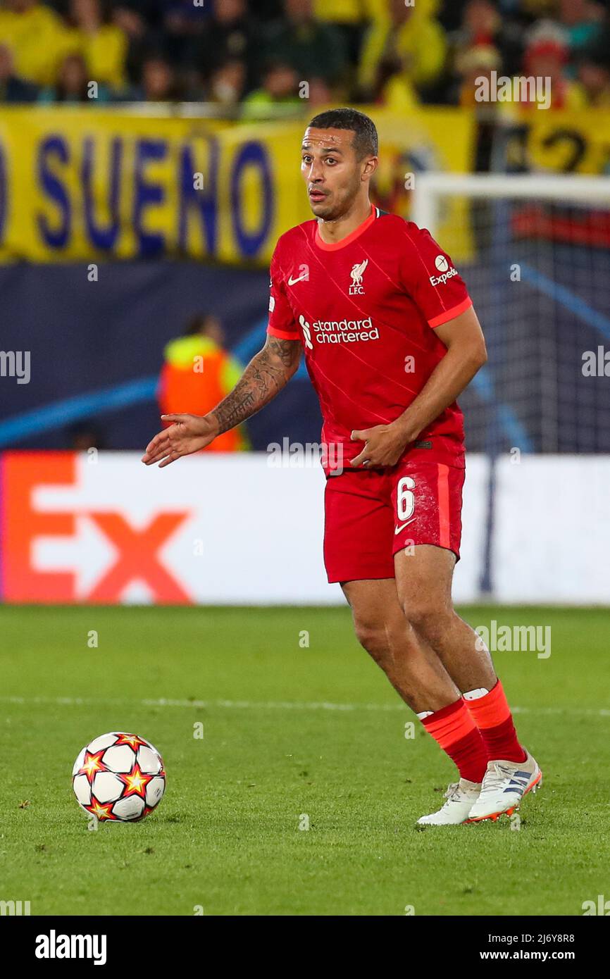 Thiago (Liverpool FC) in action during Villarreal CF vs Liverpool FC ...