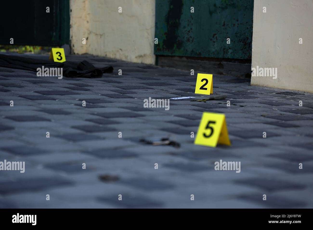 Evidence number placards hi-res stock photography and images - Alamy