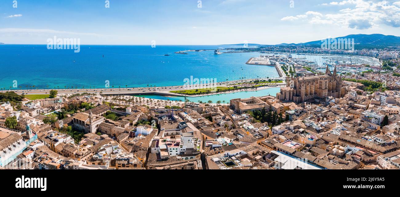 Aerial view of the capital of Mallorca - Palma de Mallorca in Spain ...