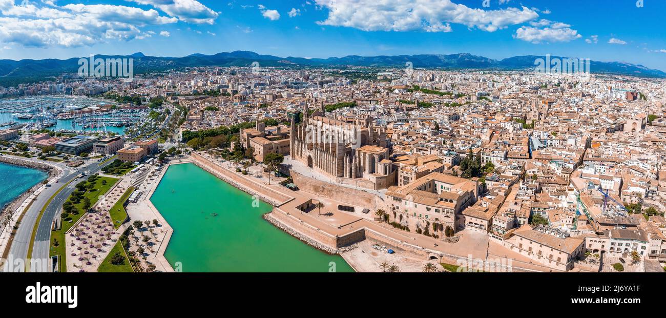 Aerial view of the capital of Mallorca - Palma de Mallorca in Spain ...