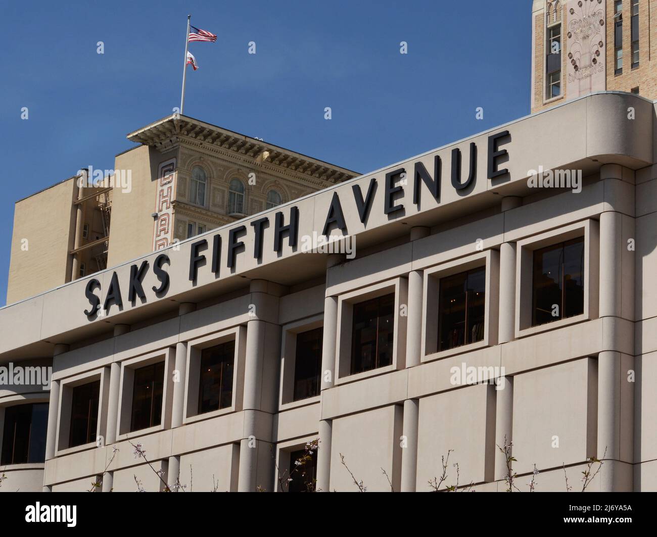 A Saks Fifth Avenue luxury goods store in Union Square, San Francisco ...