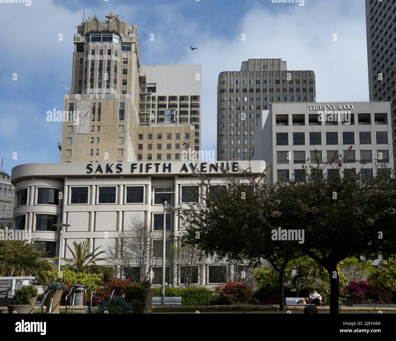 A Saks Fifth Avenue luxury goods store in Union Square, San Francisco ...