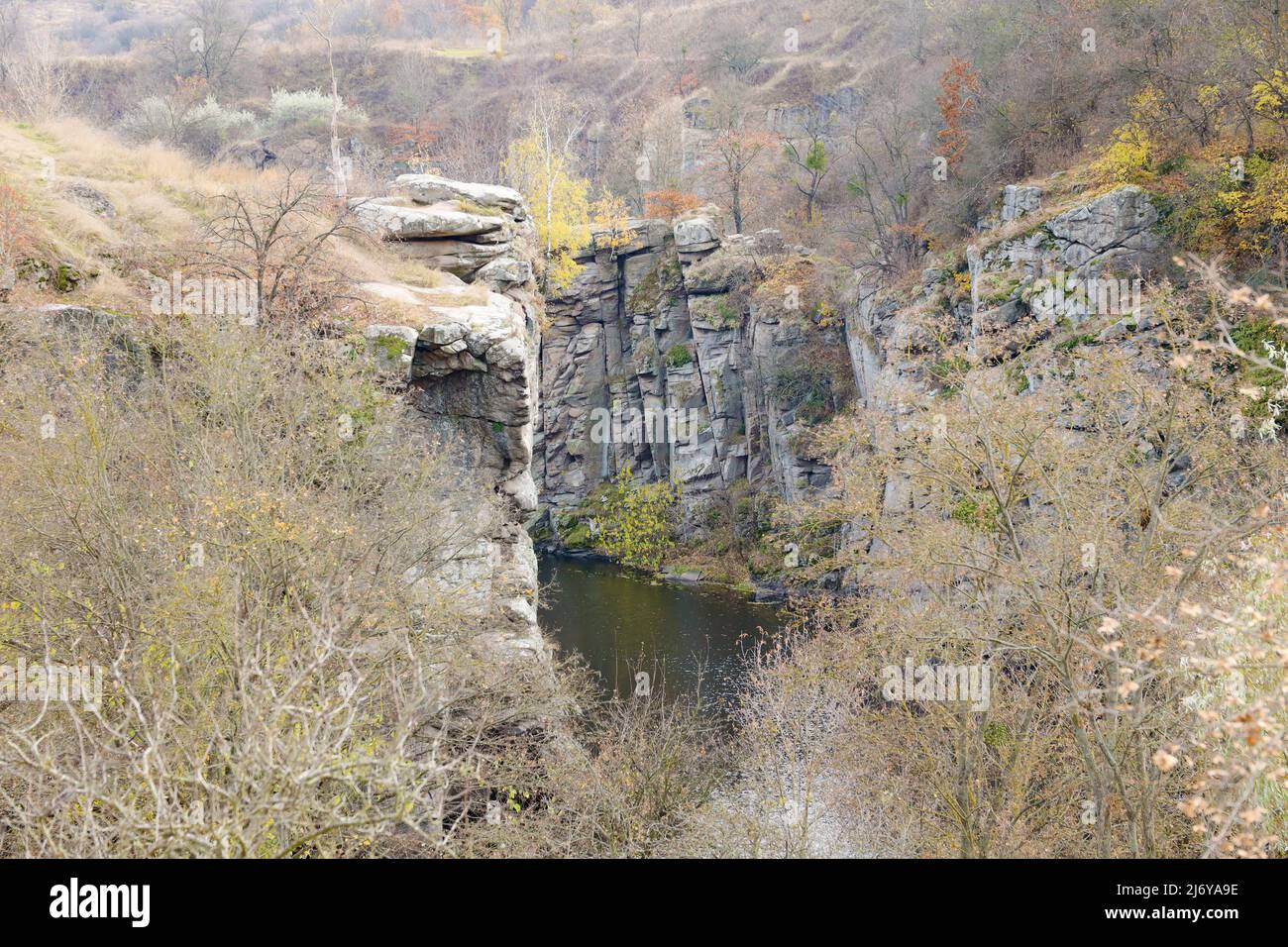 Granite rocks of Bukski Canyon with the Girskyi Tikych River ...