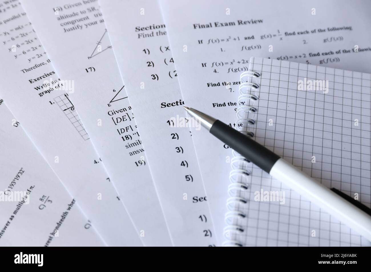 Handwriting of mathematics quadratic equation on examination, practice ...